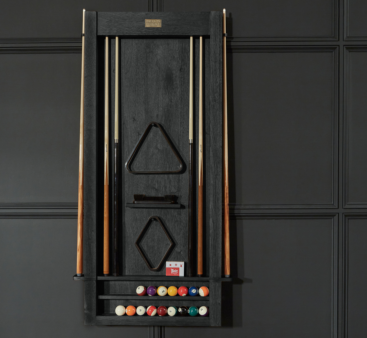 Alta Wall Mounted Cue Rack 6 (Black Ash) | American Heritage Billiards